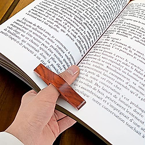 Handmade Red Walnut Wooden Book Page Holder- Convenient Thumb Ring Reading Personalized Book Assistant, Book Accessories, Gift for Readers, Reading Bookmarks (Red Walnut, Medium - 0.85”)