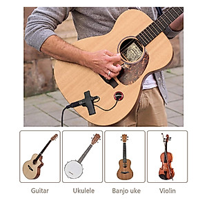 YACSEJAO Contact Microphone Piezo Pickup Violin Microphone Pickup for Guitar, Ukulele, Violin, Mandolin, Banjo, Kalimba, Bass & Acoustic Electric Transducer with Cable
