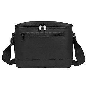 BuyAgain Lunch Bag, 600D Poly Small 6 Can Insulated Reusable Lunch Cooler Bag PEVA Water-resistant Lining for Women Men Adult Work, Black