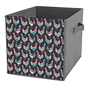 Chickens Canvas Collapsible Storage Bins Cube Organizer Baskets with Handles for Home Office Car