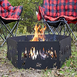 Guide Gear 36-Inch Folding Portable Campfire Fire Pit Ring Heavy-Duty Steel Wood-Burning Firepit Liner for Outdoor Camping Bonfires Outside