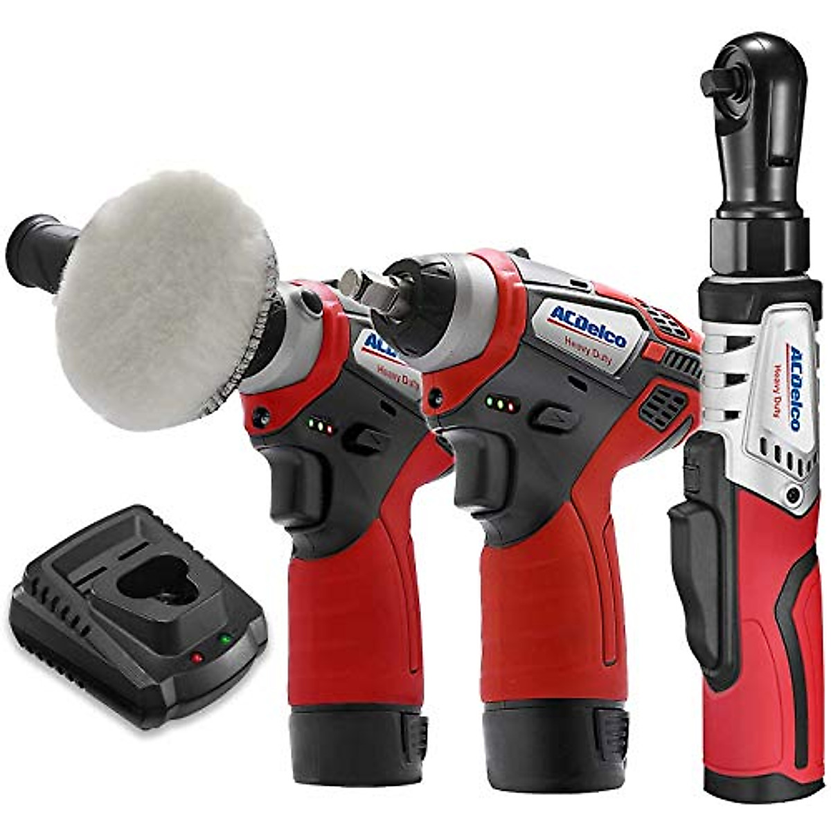 ACDelco G12 Series 3-Tool Combo, 3/8" Brushless Ratchet Wrench & 2-speed Polisher & 3/8" Impact Wrench, 2-battery, ARW1208-K13
