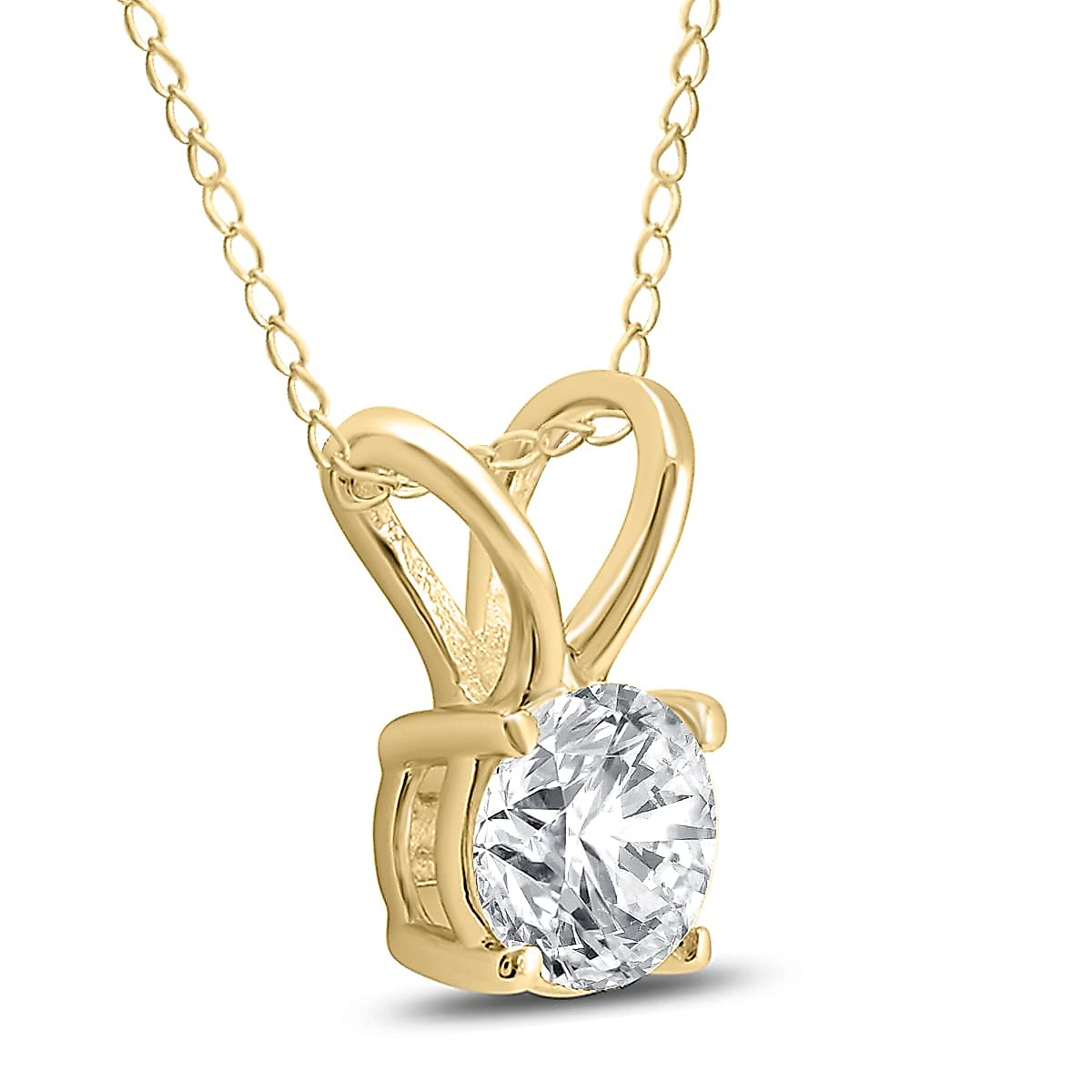 SZUL 1/3 Carat Diamond Solitaire Pendant in 14K Yellow Gold