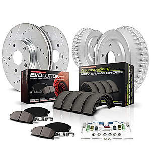 Power Stop K15461DK Z23 Front and Rear Brake Kit-Rotors, Brake Drums & Carbon Ceramic Brake Pads For Ford Bronco 1994-1996 [Model Specific]