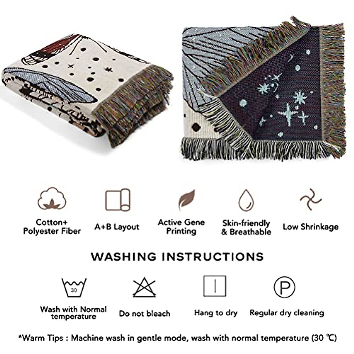 tiowik Butterflies Throw Woven Blanket with Tassel for Home Decoration Chair Couch Sofa Bed Beach Travel Picnic Cloth Tapestry Shawl Cozy Cotton (White 63×51 Inches)