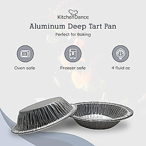 KitchenDance Disposable Aluminum Deep Tart Pan - 4 1/4 Inches Round Aluminum Foil Pans for Fruit Tarts, Individual Desserts - Baking Pan Perfect for Baking, Cooking, Preparing Food - 425, 500 Count