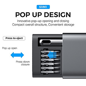 RARTOP Screwdriver - 51 in 1 Screwdriver Set with 48Pcs Mini Screwdriver Bits, Magnetic Screwdriver Phillips, Slotted, Square, Torx, Hex, Screwdriver Hand Tool Set for Electronics Repair