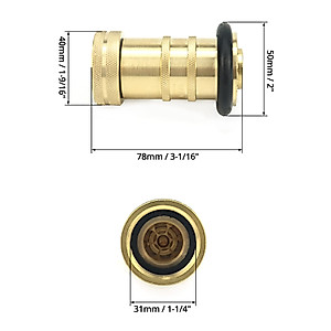 QWORK 1" NST/NH Brass Fire Hose Spray Nozzle, Heavy Duty Fire Equipment, Industrial Jet Fog Nozzle 36 gpm 100 psi