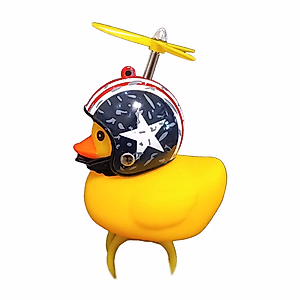 Duck Bike Bell, Rubber Bike Horn, Cute Yellow Duck Bicycle Decorations, Squeeze Duck Bicycle Horns with Propeller Helmet