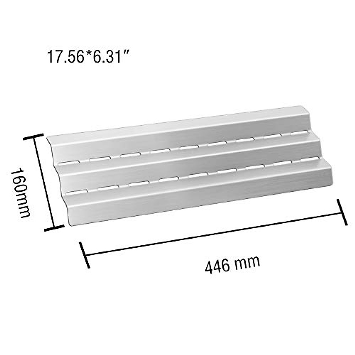 Kalomo Stainless Steel Grill Heat Plates Shield Flame Tamer, 17-9/16" BBQ Gas Grill Replacement Parts for Lowes, Perfect Flame 276964L, Huntington 6561-64, GrillPro 224069, Broil King, Broil-Mate