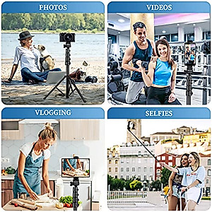 70" Phone Tripod Stand for Recording, Selfie Stick Tripod with Remote Phone Mount, Flexible Travel Tripod for Video Vlogging Photography, Compatible with iPhone Android iPad Cell Phone and Camera
