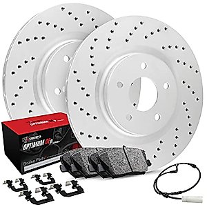 R1 Concepts Front Brakes and Rotors Kit |Front Brake Pads| Brake Rotors and Pads| Optimum OEp Brake Pads and Rotors |Hardware and Sensor Kit |fits 2011-2016 BMW 528i, 2012-2016 BMW 528i xDrive