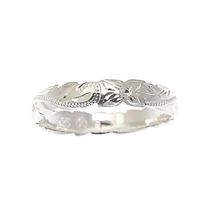 Arthur's Jewelry Sterling silver 925 4mm cut out edge Hawaiian scroll hand engraved ring band size 9