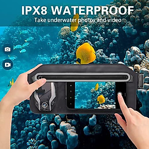 SJEhome Waterproof Phone Pouch,IPX8 Waterproof Phone Case with Adjustable Waist Strap,Compatible with iPhone Whole Series Galaxy Whole Series up to 7",Waist Bag for Beach, Boating,Swim,Black