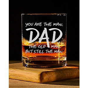 CARVELITA Dad, The Man, The Old Man Funny 11oz Whiskey Glass, Best Father's Day Gifts For Dad, Unique Gag Gift Idea For Him From Daughter, Son, Wife, Kids, Cool Birthday Present For Men, Guys, Fun