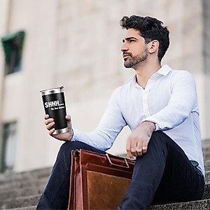 KOOLDRINK Shhh No One Cares Tumbler -Sarcastic Funny Saying Gifts for Women Men-Christmas Birthday Gifts for Dad,Best Friends,Coworkers-Stainless Steel Insulated Coffee Mug Black 20oz