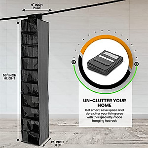 Boxy Concepts Hat Rack with Dust Shield - 10 Shelf Hanging Closet Hat Organizer for Baseball Caps - Hat Storage To Protect Your Caps and Dust Proof Hat Holder - Baseball Hat Organizer & Hat Hanger