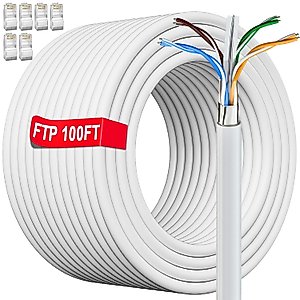 Cat 6 Ethernet Cable 100ft Shielded ( 6 RJ45), Outdoor&Indoor Cat 6 Internet Network Cable 23AWG, Heavy Duty, High Speed, Direct Burial, POE, Waterproof, UV Resistant Cat6 Cable 100ft, CCA, White