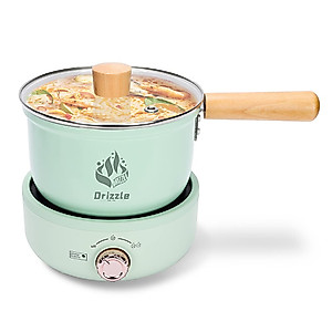 Drizzle Electric Hot Pot Cooker 1.8L,Skillet Grill Cooking Steamer,Dormitory Office Portable Ramen Cooker Simmer Pot,Suitable For Noodles Steak Cooker Eggs Stir-frying Pasta Oatmeal