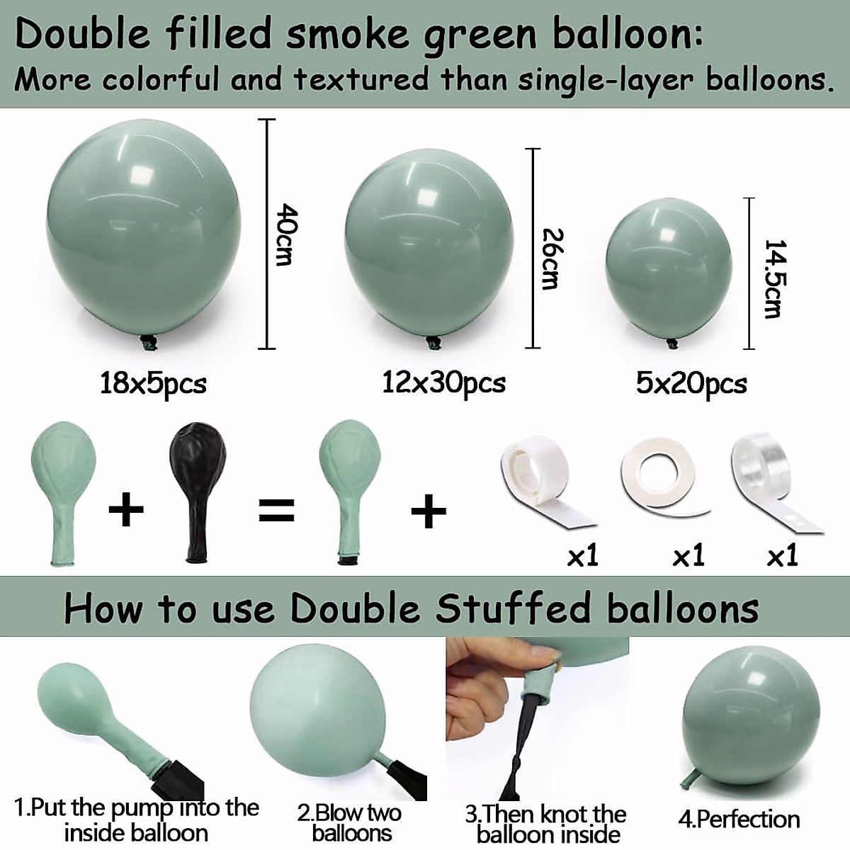 Dusty Green Balloon Garland Double Stuffed Olive Green Balloon Different Size Retro Mint Green Balloon Arch Kit for Birthday Wedding Baby Shower Bridal Shower Engagement Party Decor