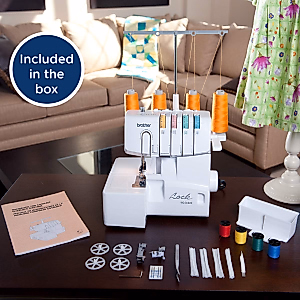 Brother Serger, 1034D, Heavy-Duty Metal Frame Overlock Machine, 1,300 Stitches Per Minute, Removeable Trim Trap, 3 Included Accessory Feet,White