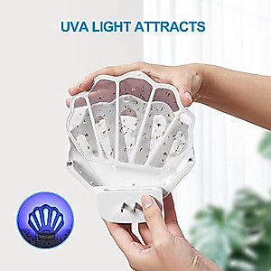 Flying Insect Trap HU002 Plug-in Fly Trap Indoor, Electric Bug Killer Indoor Gnat Catcher Fly Tapper with Night Light UV Attractant Catcher for Bedroom, Kitchen, Office (1 Pack, White)