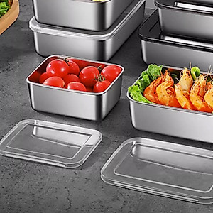 GRZJOPP 6Pcs Stainless Steel Snack Containers Small Food Storage Containers with Lids Perfect Metal Food Containers Prep Bowl Sets for Fruit Candy Nut