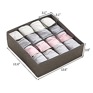 BESTUNIHOM Collapsible Underwear Organizer, 16 Cell Oxford Closet Drawer Dividers for Women Men Kids Panties,2pcs Grey NYSN01-GR16C2P