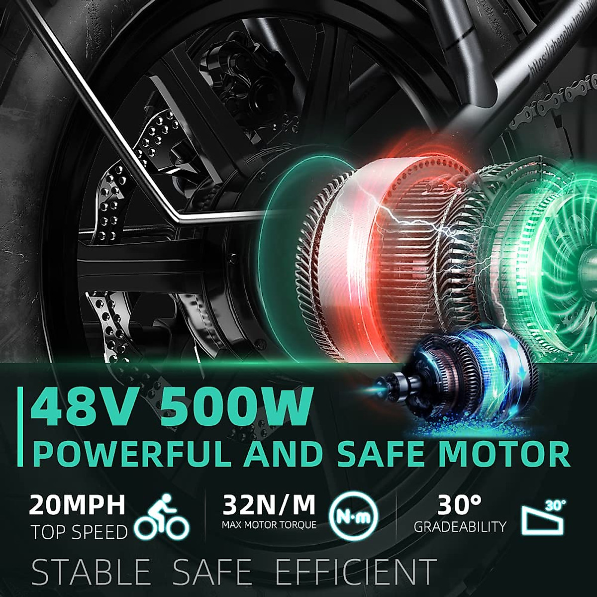 Auloor Folding Electric Bike with 500W Motor, 48V 18AH Removable Battery 14 inch Small Ebike for Adults Teens, 21MPH Electric Commuter City Bicycles