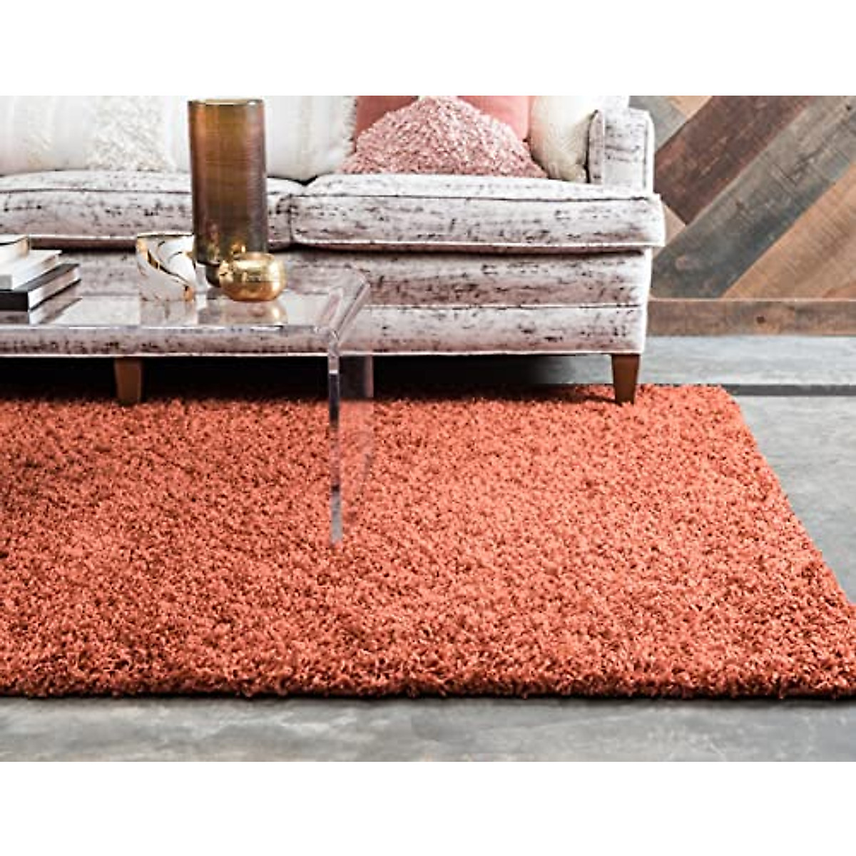 Unique Loom Solid Shag Collection Area Rug (4' 1" x 6' 1", Terracotta)
