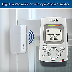 VTech DM271-102 Audio Baby Monitor with Glow-on-Ceiling Night Light, Open or Closed Door/Window Sensor, Vibrating Sound-Alert, Talk Back Intercom & Belt Clip