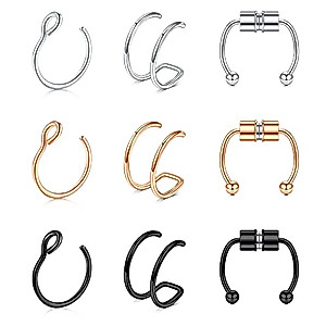 Longita Fake Nose Ring Fake Septum Fake Nose Ring Hoop Fake Nose Rings for Women Fake Nose Piercing Fake Septum Ring Fake Septum Piercing Magnetic Septum Ring