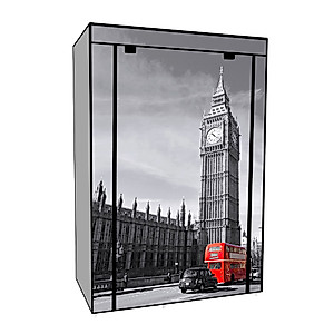 Switch Innovation Storage Closet Portable Temporary Clothing Wardrobe, Free-Standing Clothes Rack, Non-Woven Fabric Dresser, Dorm Room Cupboard, Contemporary Design Big Ben
