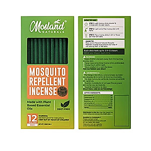 Mosland Naturals Mosquito Repellent Incense Sticks, 12 Large Citronella Incense Sticks Bug Repellent Incense Stick for Outdoor, Camping Mosquito Repellent 3 Hours Protect