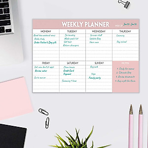 Weekly Planning Pad - Tear Off To Do List Pad with Daily Schedule & Calendar, 52 Sheets, 100gsm Paper, Undated Weekly Planning Notepad, 6x9 in