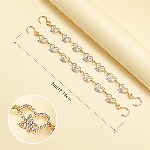 CIKKITZ Pack of 2Pcs Bling Heart Shoe Chains for Girls, DIY Shoe Charms Accessories for Women, Jewelry Alloy Chains, Clog Sandals, Gift for Party, Birtyday Gift