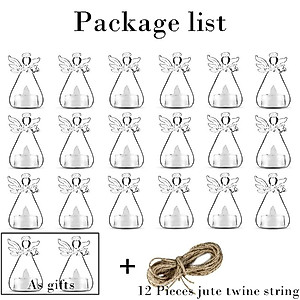 Pack of 20 Hanging Glass Candle Holders Angel Candleholders with Led Tealight Candle Inside Votive Decoration for Wedding Party Restaurant Hotel Garden Decoration,(18+2 Pcs)