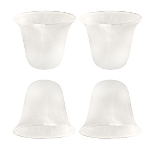 Eumyviv 4 Pack Bell Shaped Alabaster Glass Lamp Shade Replacement with 1-5/8-inch Fitter Opening for Ceiling Fan Light Kit Wall Sconce Pendant Light Fixture A00029
