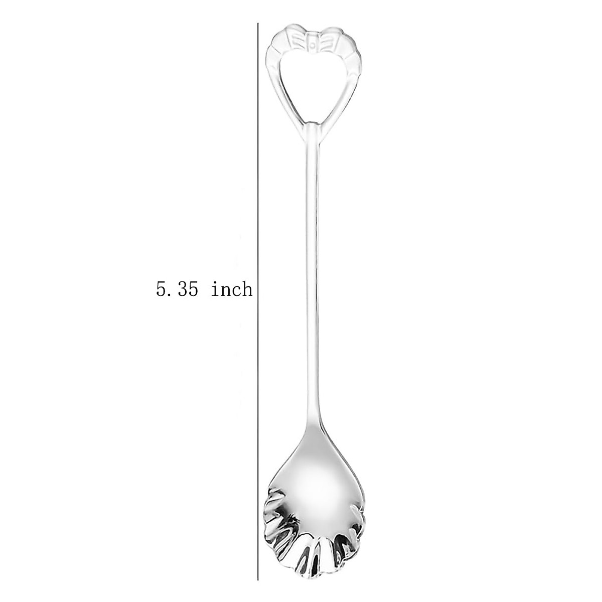 Ouliget Stainless Steel Tableware Dessert Spoons Set, Heart Shaped Straight Shank Coffee Spoons, Mirror Polished Finish Mini Teaspoons, Dishwasher Safe, 4 Pack