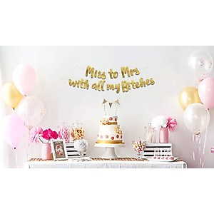 Miss to Mrs Classy & Sassy Bachelorette Gold Glitter Banner - Bachelorette Party Decorations, Favors and Supplies