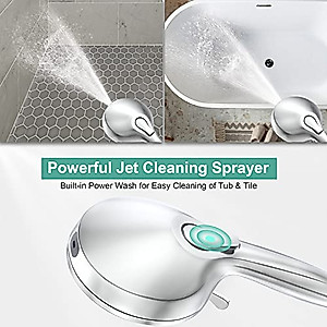 SR SUN RISE 9 Inch High Pressure Rain Shower Head Combo with Filtered Shower Wand, 8 Water Spray Modes Shower Head with 71 Inch Extra Long Hose