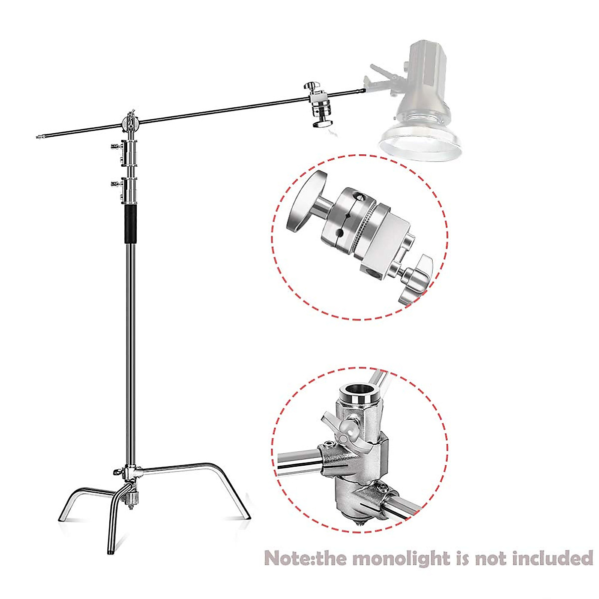 Kshioe Pro C Stand with Boom Arm, Heavy Duty Light Stand for Photography Studio Video Reflector, Monolight, Softbox and Other Equipment