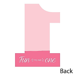 Big Dot of Happiness 1st Birthday Girl - Fun to be One - Shaped Thank You Note Cards with Envelopes - First Birthday Party - Set of 12