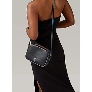 Kurt Geiger Women’s Richmond Leather Rainbow Stitch Camera Bag Crossbody, Black