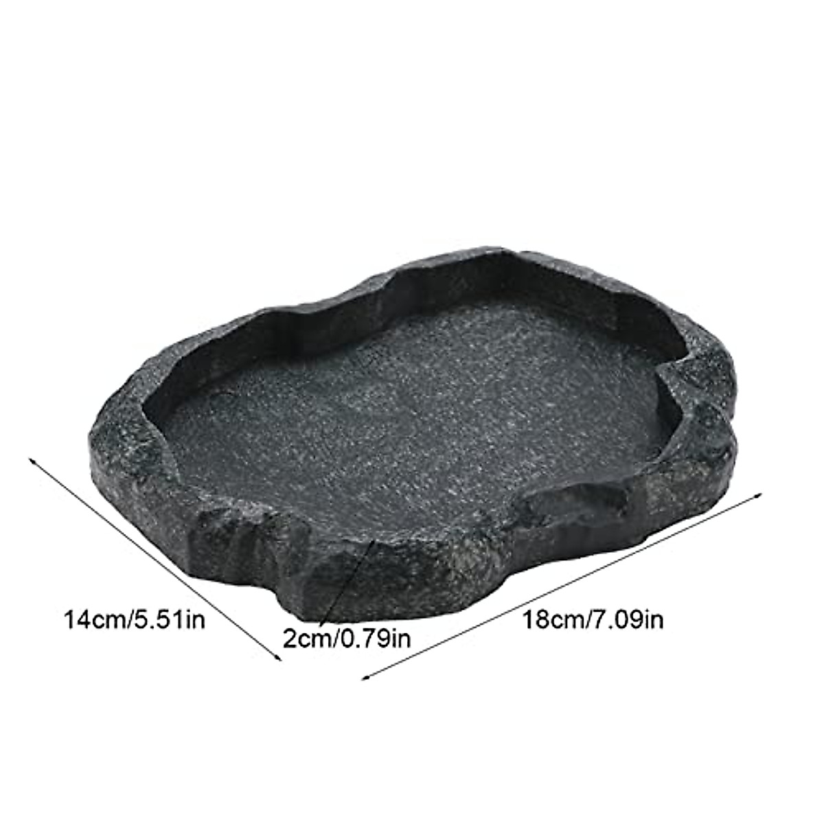 Reptile Feeder,Reptile Rock Food Dish,Terraium Bowl Plastic Shallow Reptile Feeder for Food and Water Feeding Dish for Lizard Gecko Bearded Dragon Chameleon(M-Moyu Green)