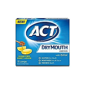 ACT Dry Mouth Honey Lemon Lozenges, 18 Lozenges Each (Pack of 6)