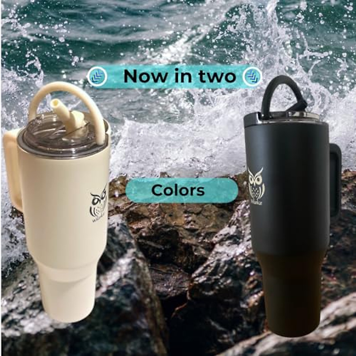 WILANKAR Tumbler 40oz Water Bottle with Lid, Handle & Flip Straw – Leakproof, Cup Holder-Friendly Travel Cup, Insulated Stainless Steel, Dishwasher-Safe, BPA-Free (Black)