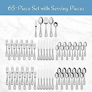 Mikasa Bravo 65-Piece Stainless Steel Flatware Set, Service for 12