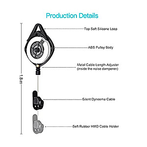 3 Packs VR Cable Management for Oculus Quest 2 Retractable Ceiling Pulley VR Accessories for Oculus Quest, Rift S, Valve Index, HTC Vive, Vive Pro, Playstation VR Link Cable