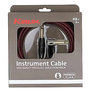 KIRLIN Cable IWB-202BFGL-10/BR 10-Feet Premium Plus Instrument Cable, Black/Red Woven Jacket